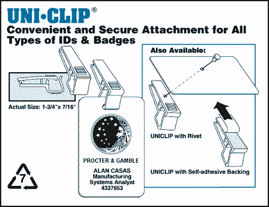 Convenient and secure attachment for all ID and Badges – PlastiClip